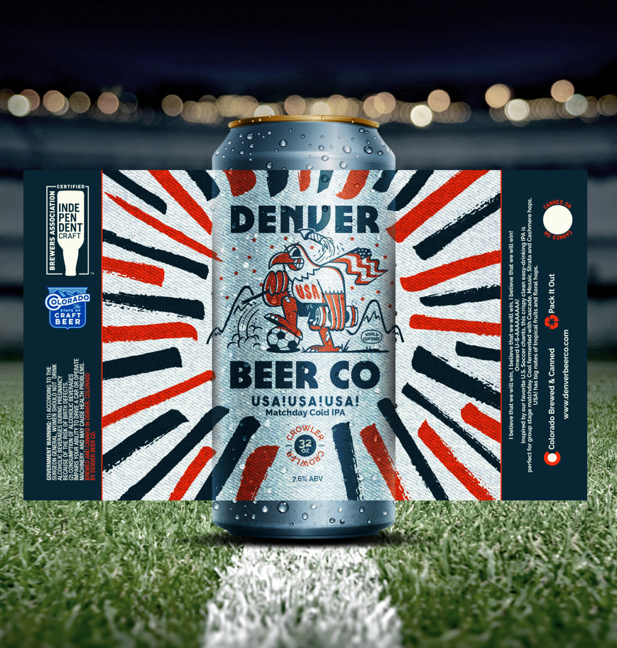 USA! Matchday Cold IPA Crowler Release | Denver Beer Company